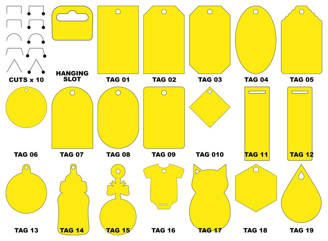 SVG Files for 19 Tags and 10 Cuts and 1 Hanging Slot for Packaging ...