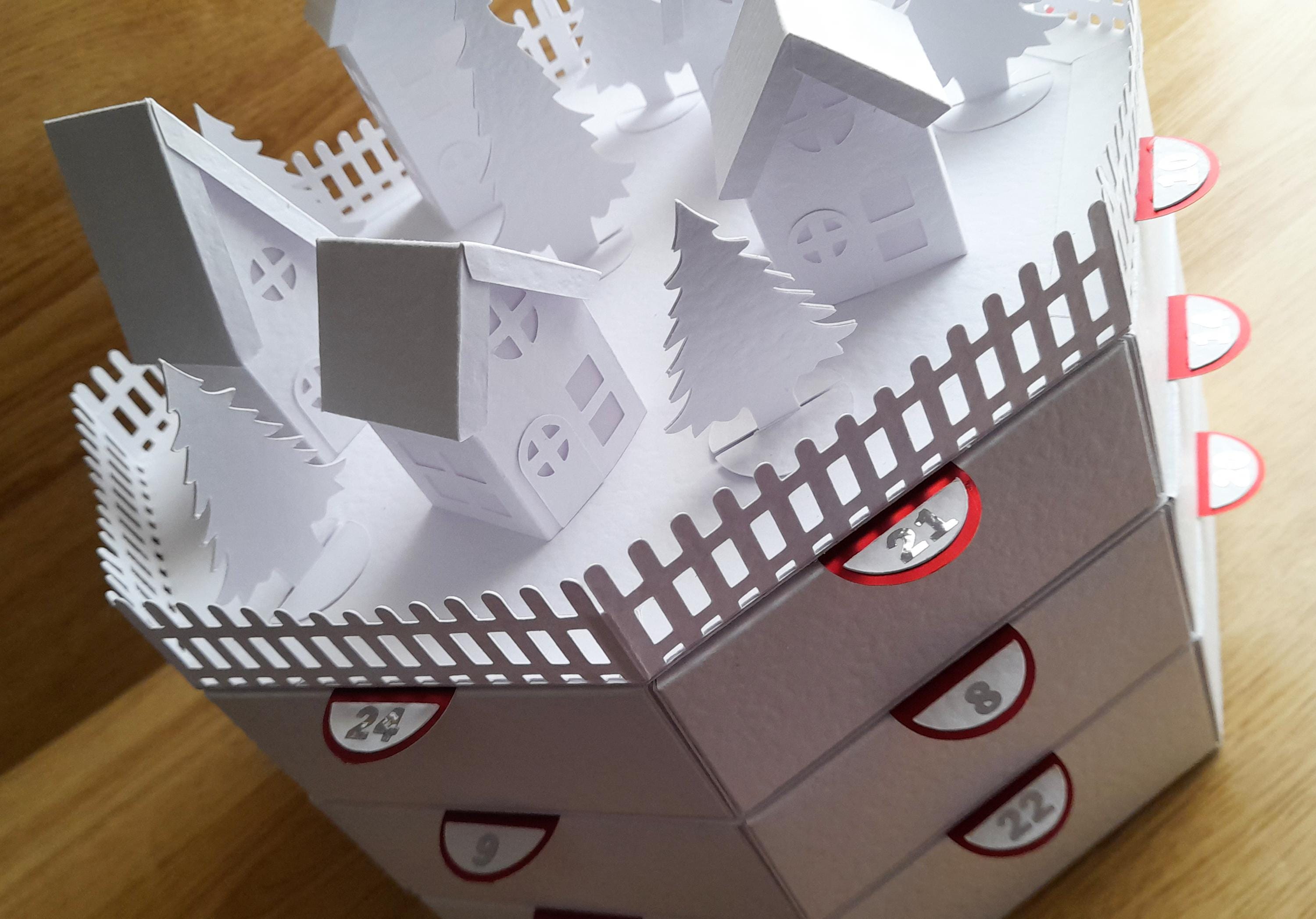 Printable Advent Calendar With 24 Drawers & Christmas Village in PDF ...