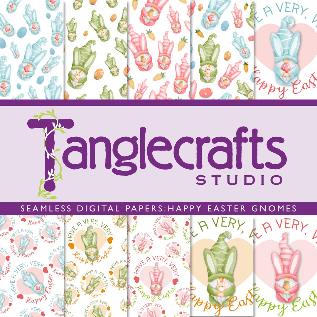 Happy Easter Gnomes Digital Papers | Seamless Patterns (digital ...