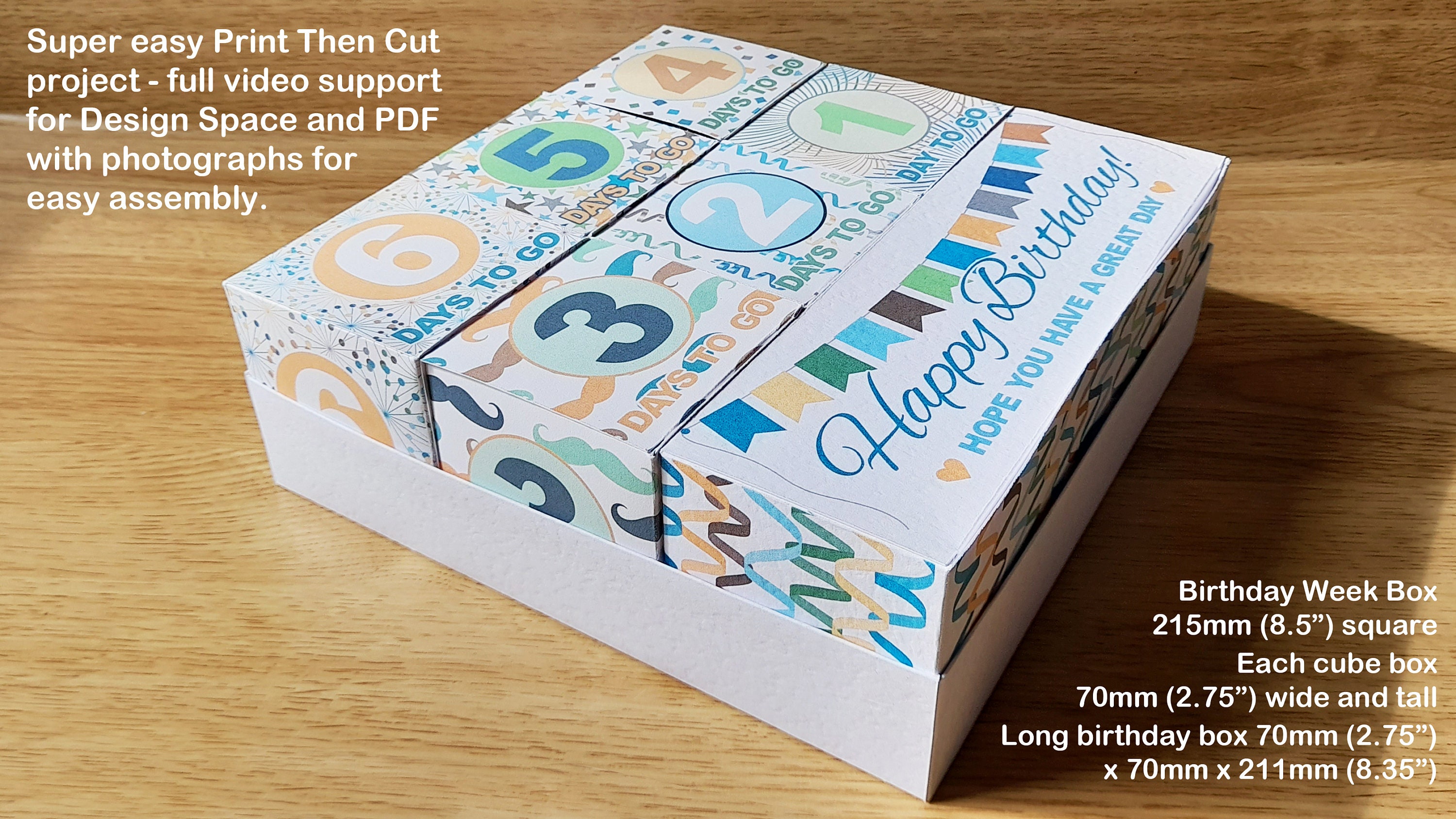 SVG and PNG Files to Create a Square Birthday Week Box, Birthday Advent ...