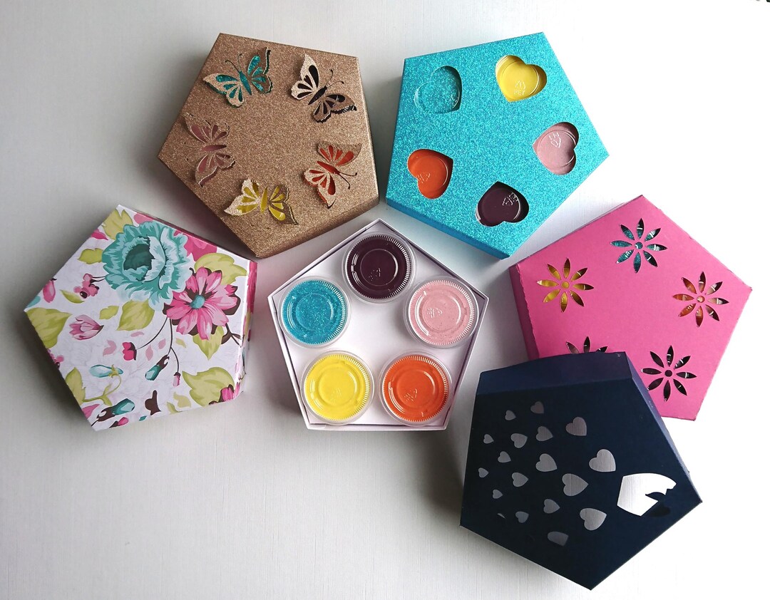 Box for Five 1oz Deli Pots SVG Five Different Designs Five Sided Box ...