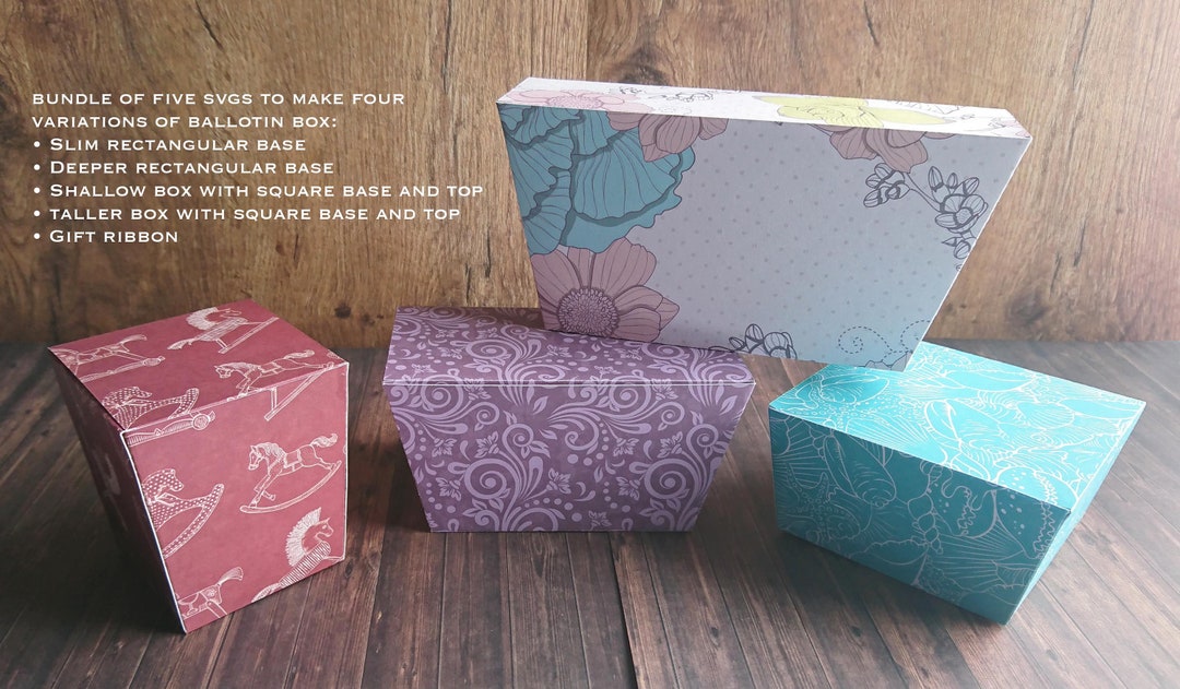 Ballotin Boxes and Gift Bow SVG Files | Four Variations of Box | Simple ...
