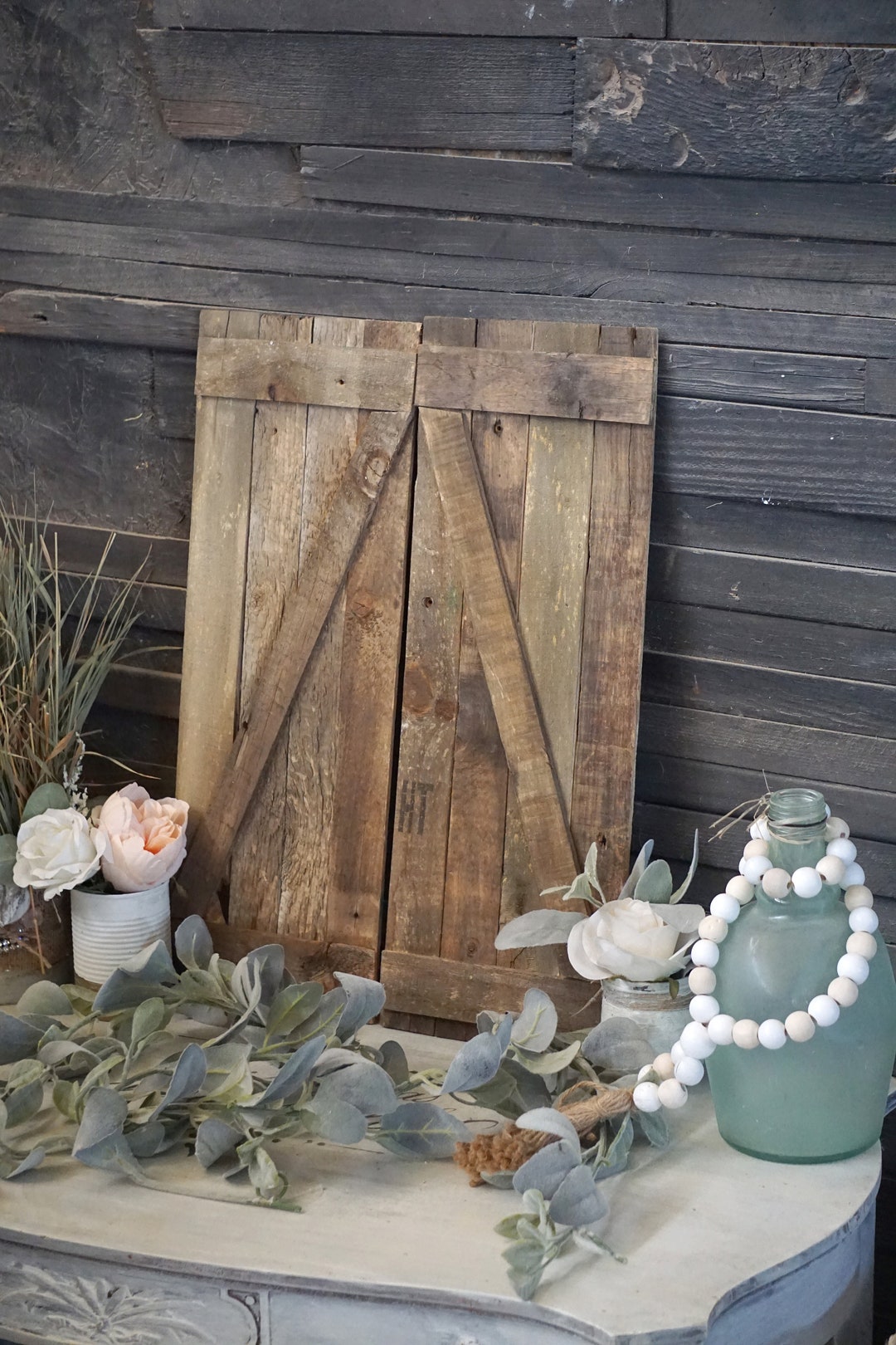 Rustic Weathered Reclaimed Wood Shutters Light Weight Thin Wood Barn ...