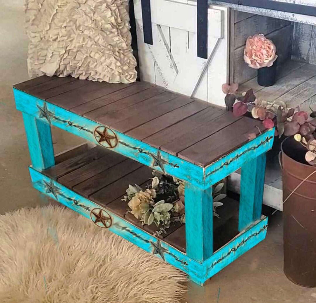 Bench/coffee Table Southwestern Cabin Lodge Combo End Side Table ...