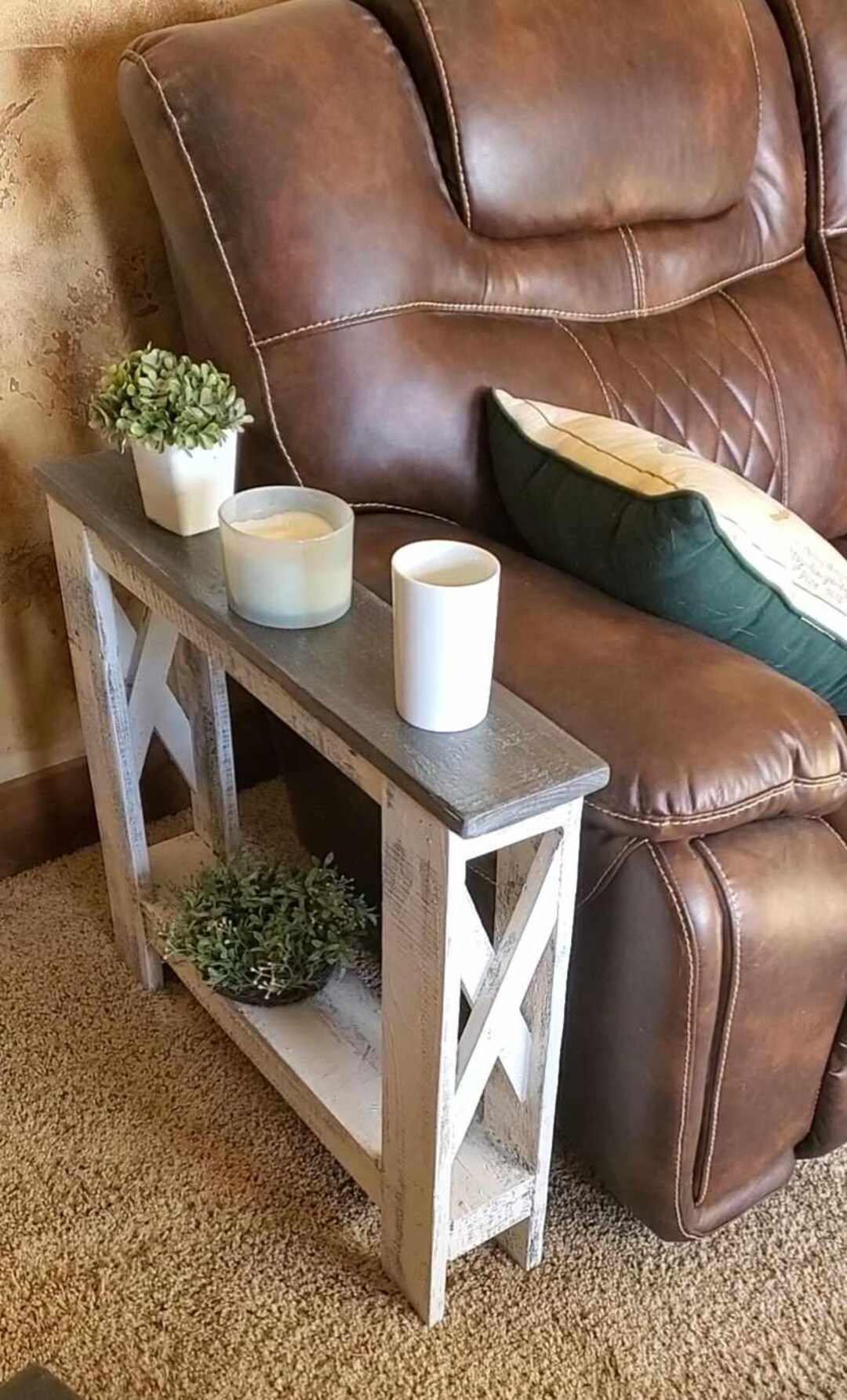 Single X Legs Farmhouse Distressed End Side Table Combo 5.5 Inches ...