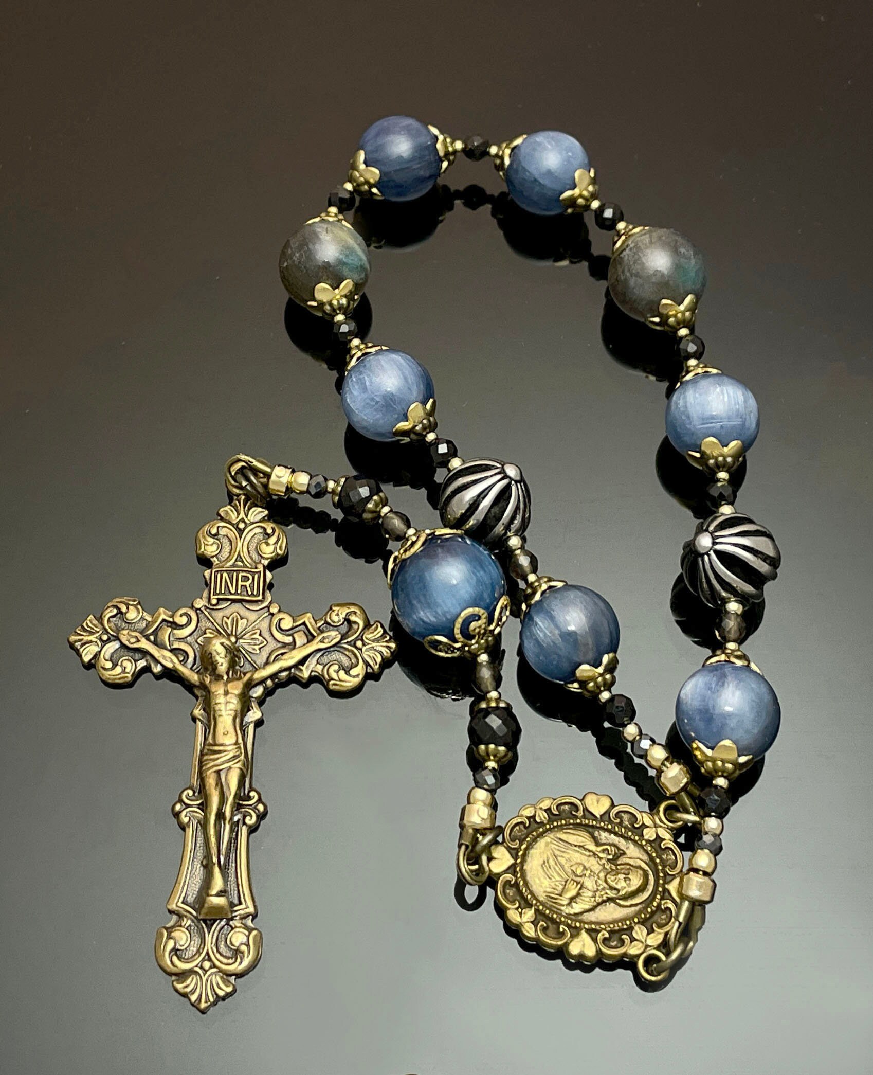 Blue Kyanite Rosary, 1 Decade Rosary, Pocket Rosary, Catholic Rosary ...