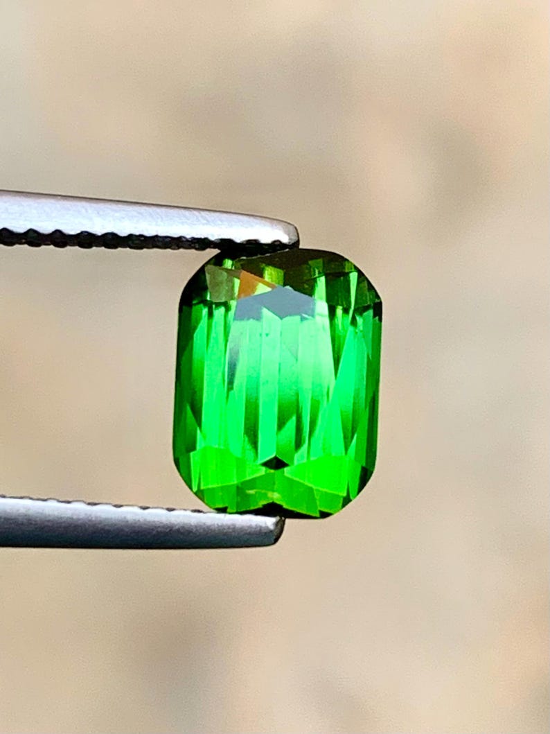 3.10 Ct Green Tourmaline Gemstone: Cushion Cut Rare Green Stone - Etsy
