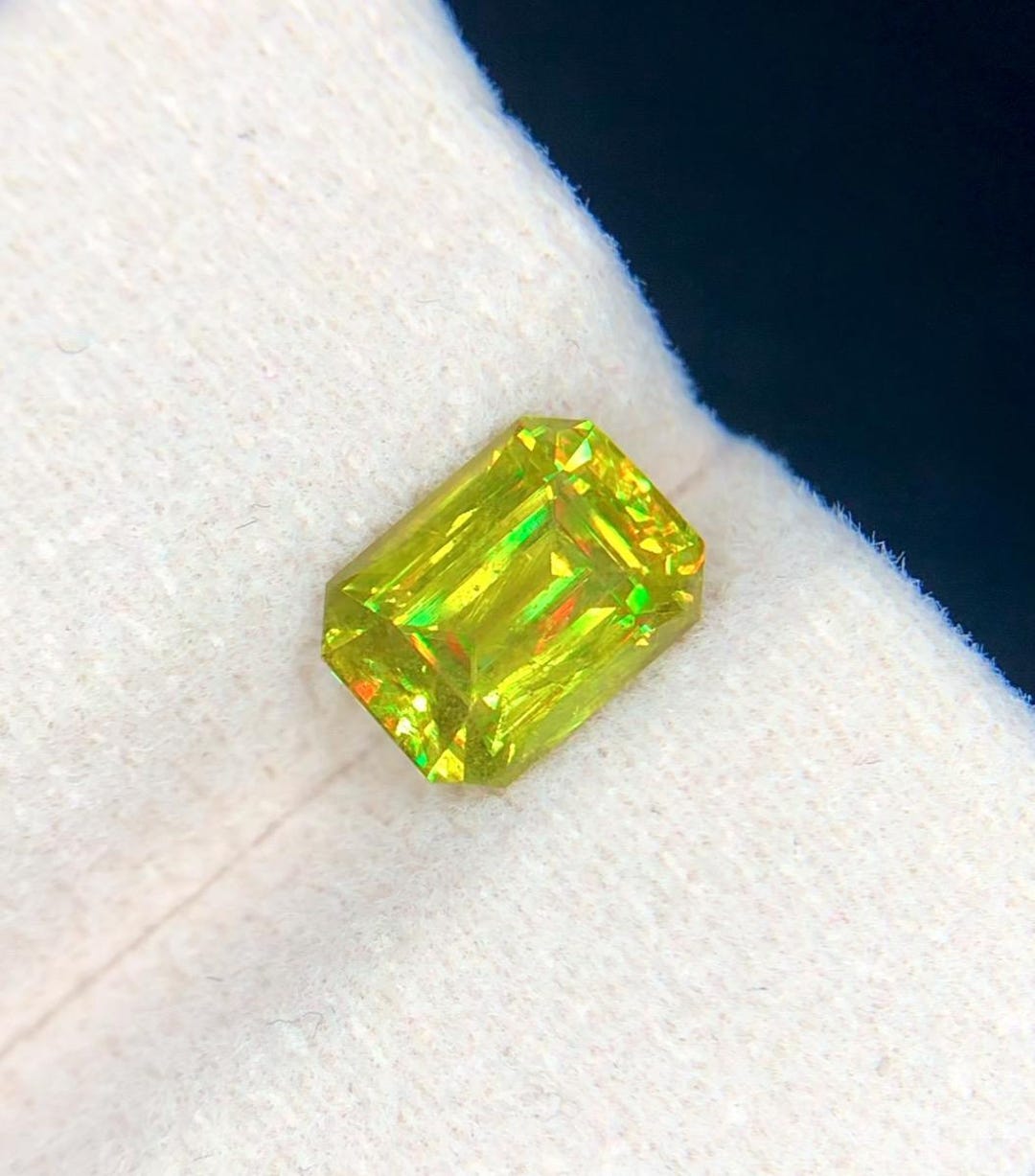 Yellow Titanite Sphene Gemstone: 1.80 CRT Precision Emerald Cut ...
