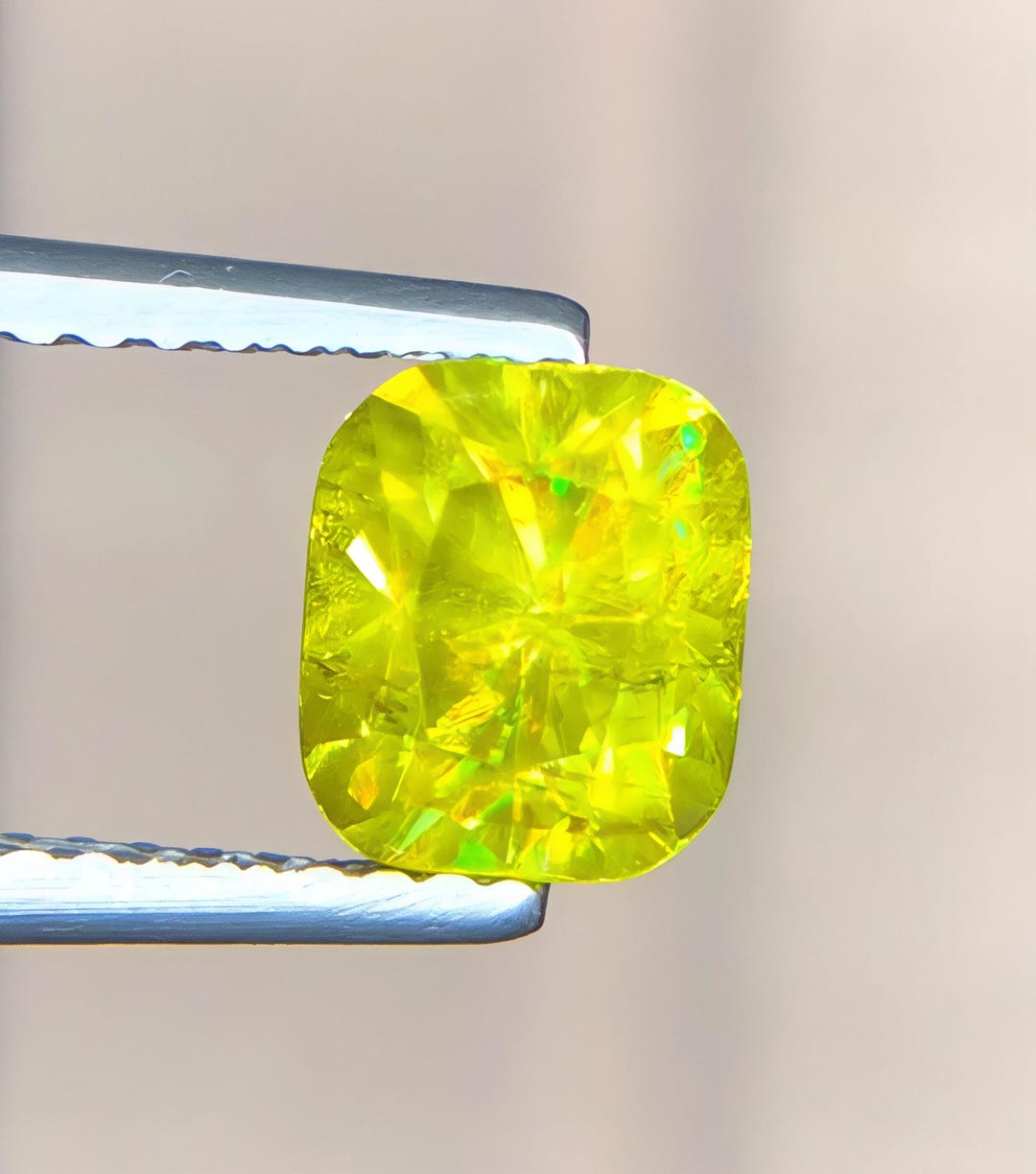 Yellow Titanite Sphene Gemstone: 1.53 CRT Precision Emerald Cut ...