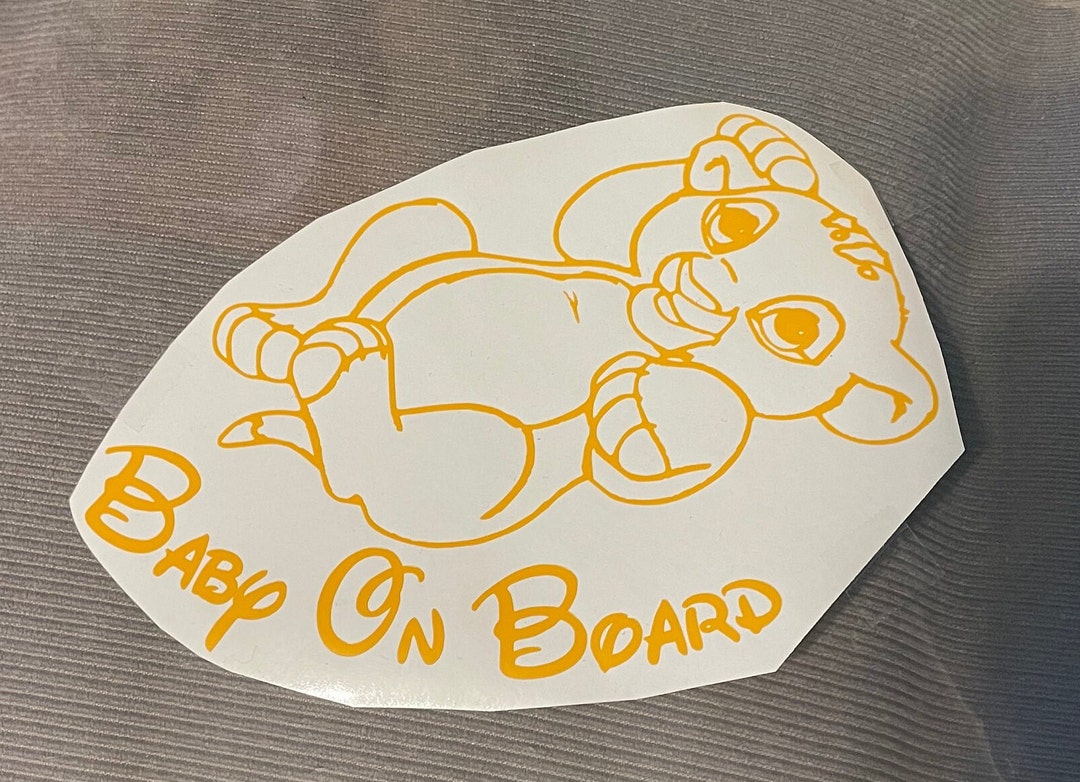 Baby Simba 'baby on Board' Vinyl Decal - Lion King - Etsy