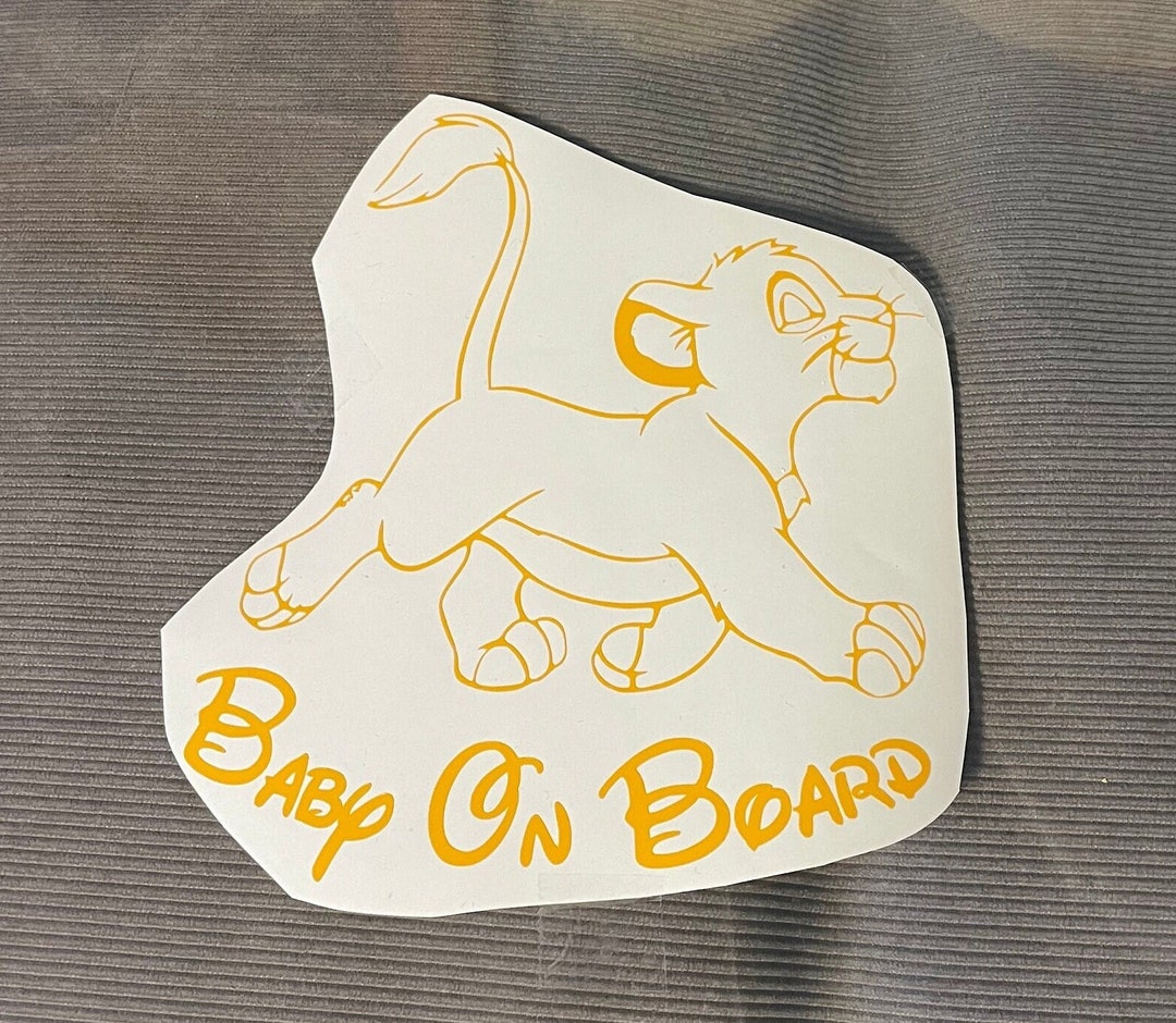 Simba Baby on Board Decal/ the Lion King Decal/ Baby Samba - Etsy
