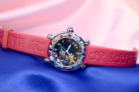 Chopard Happy Star Stainless Steel watch w/Dia, Rubie… - Gem