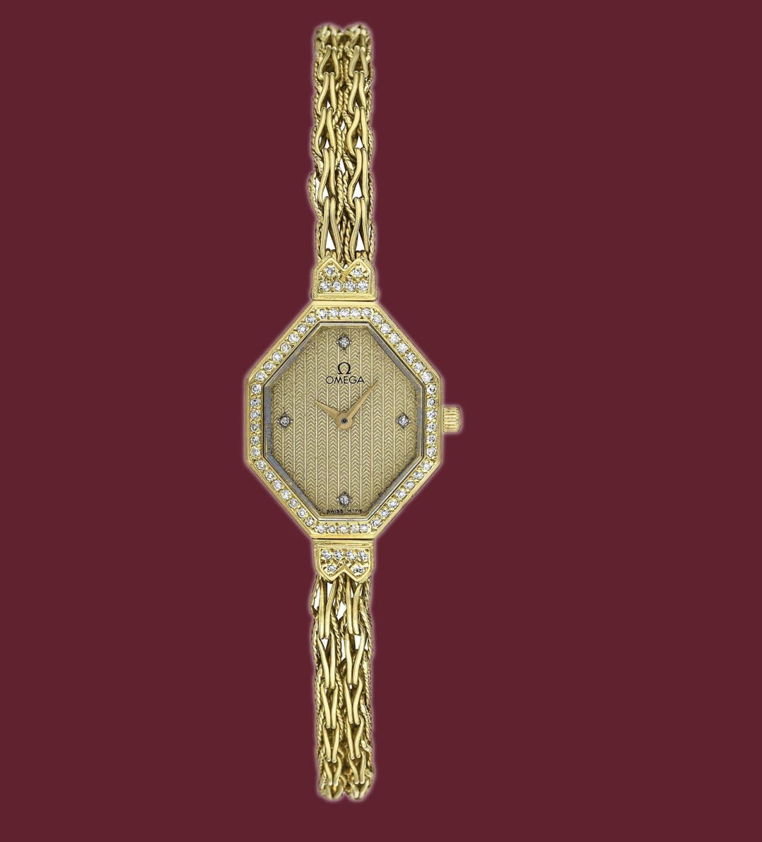 Vintage 1983 Ladies' Omega Geneve 18K Yellow Gold Watch With Diamonds ...
