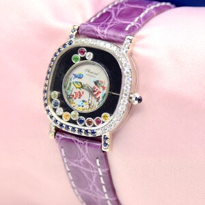 Chopard Happy Diamonds 18K White Gold Watch W/diamonds,sapphires,rubies ...