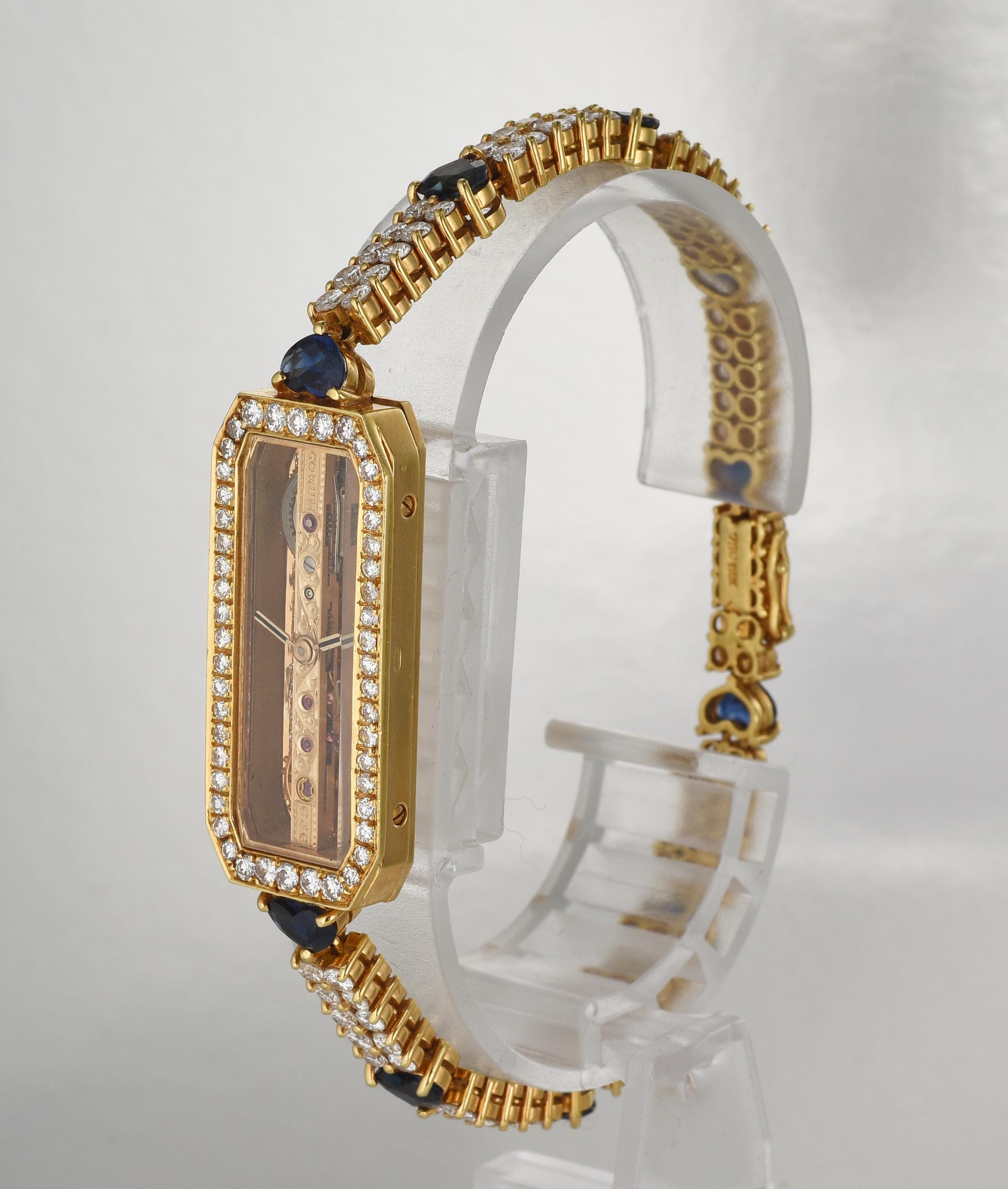 1980s Ladie's Corum Golden Bridge Watch in 18K Yellow Gold W/diamonds ...