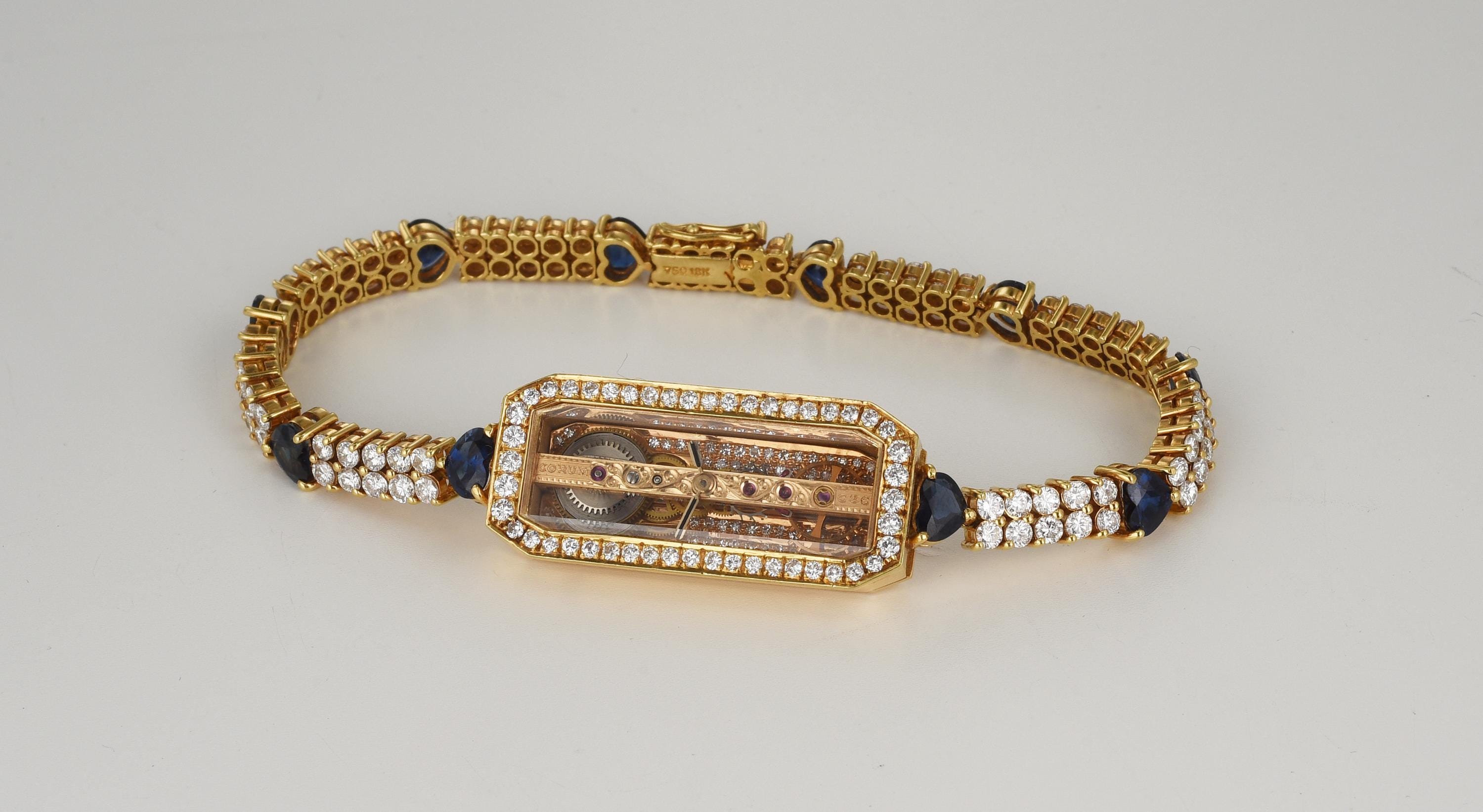 1980s Ladie's Corum Golden Bridge Watch in 18K Yellow Gold W/diamonds ...