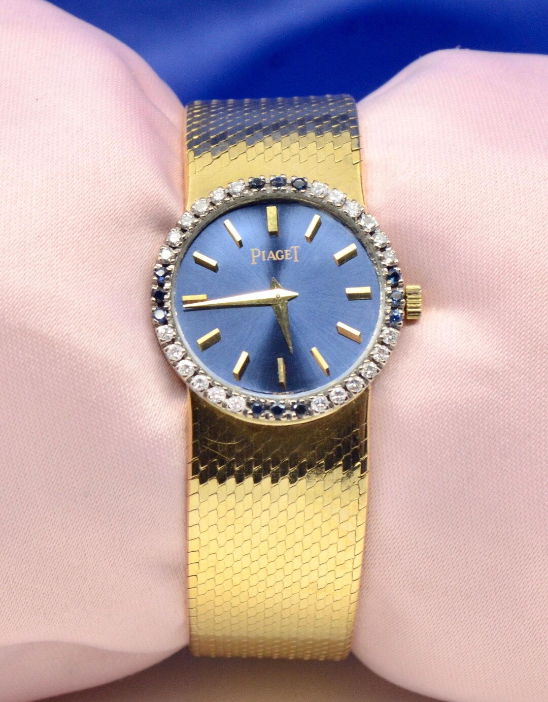 Vintage Ladies' Piaget 18K Yellow Gold Watch W/diamonds,sapphires Ref ...