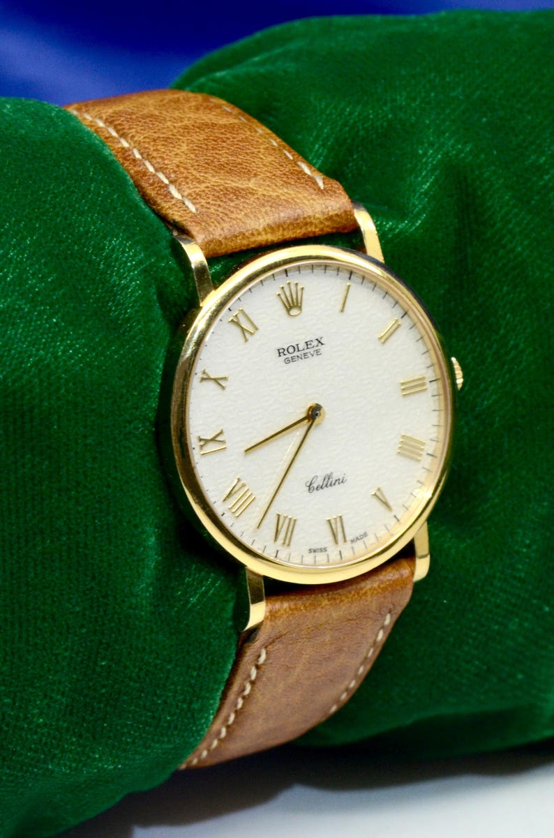 Men's Vintage 1995 Rolex Geneve Cellini 18K Yellow Gold Manual Watch ...