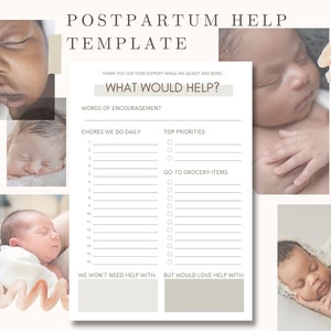 Postpartum Help Template, Postpartum Planning, Postpartum Doula, Birth ...