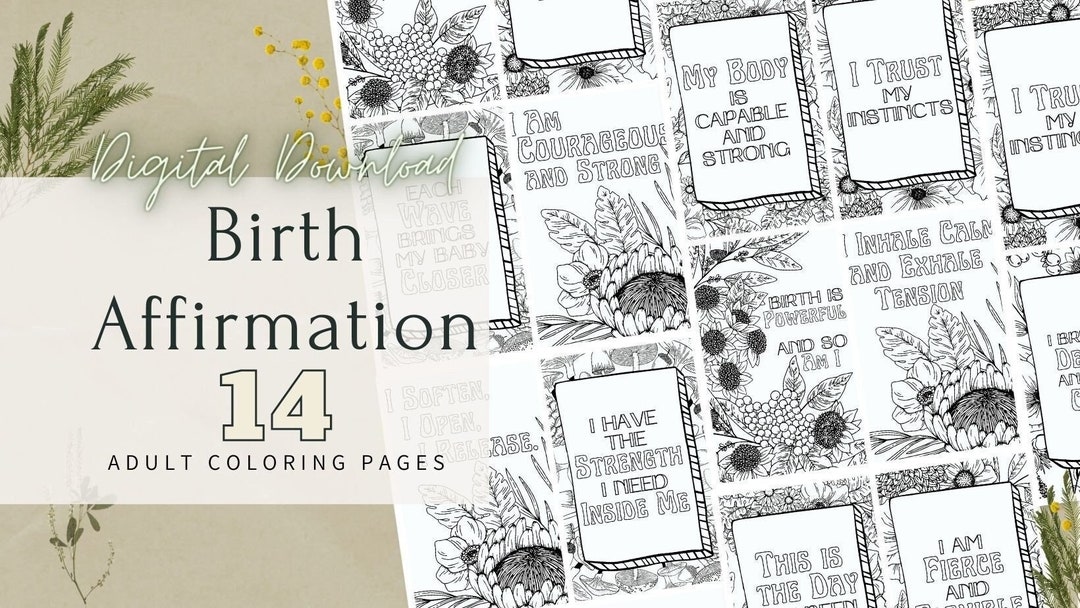 Birth Affirmation Adult Coloring Pages, Birth Planning, Midwife ...