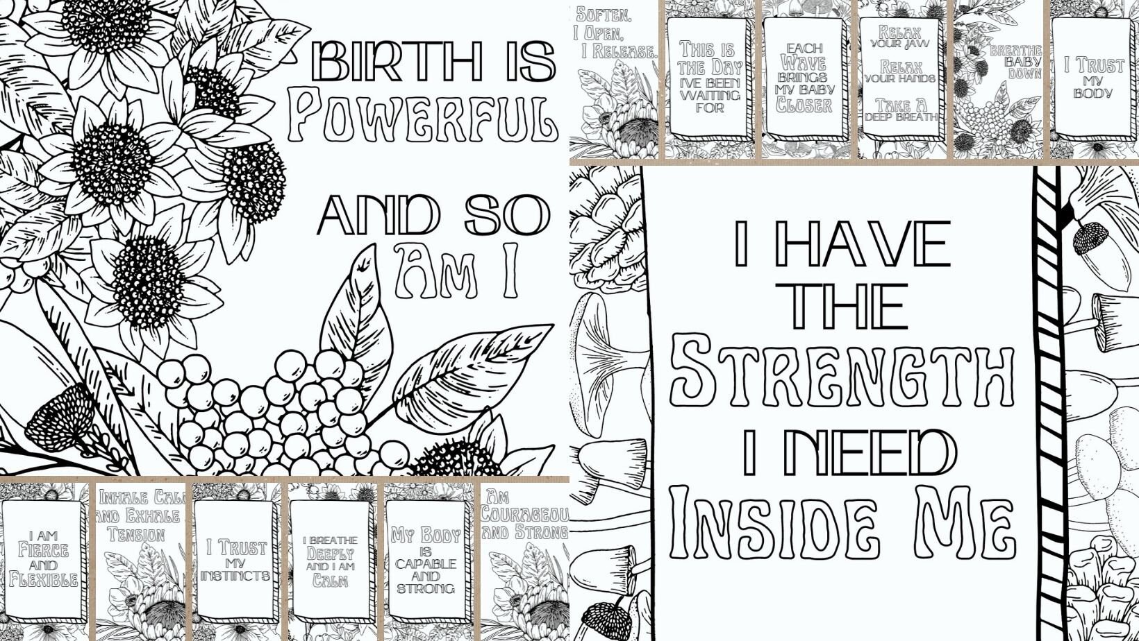 Birth Affirmation Adult Coloring Pages, Birth Planning, Midwife ...