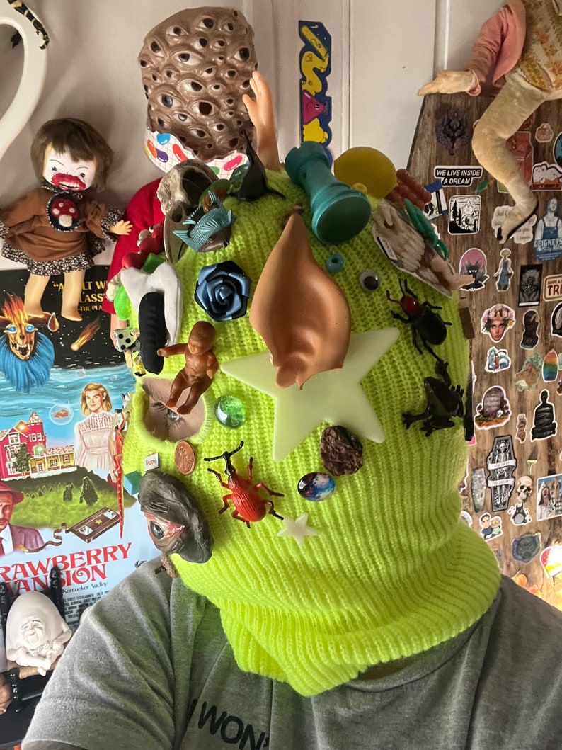 Weirdcore Collage Safety Yellow Ski Mask Statement Face Mask - Etsy