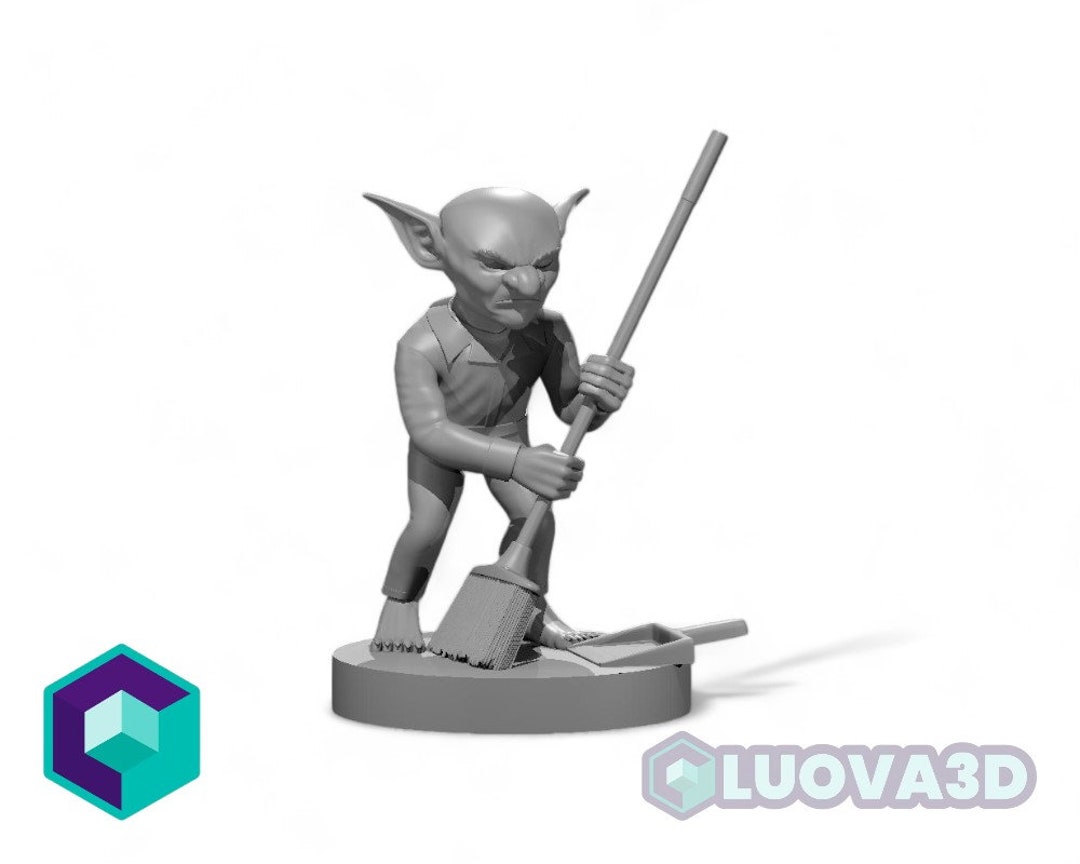 Goblin Janitor Miniature - Quirky Cleaner Figure for RPG & Tabletop ...