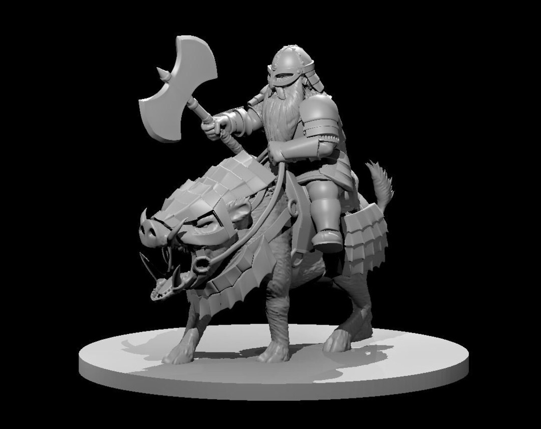 Dwarf Fighter on Boar Mount Miniatures for Roleplaying and Tabletop ...