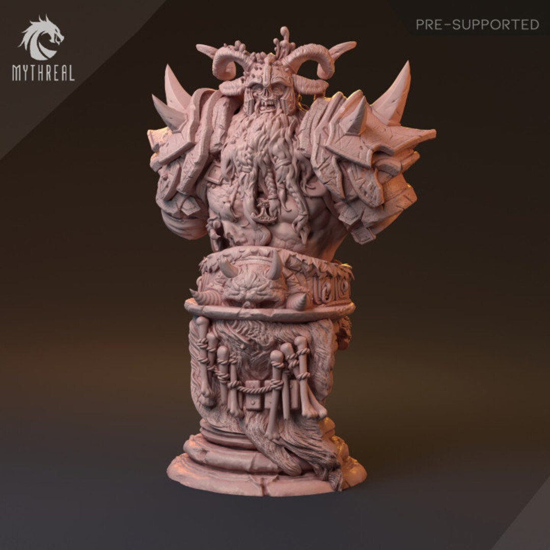 Bastor-tan Undead Barbarian Bust Mythreal Games Resin Printed Busts ...