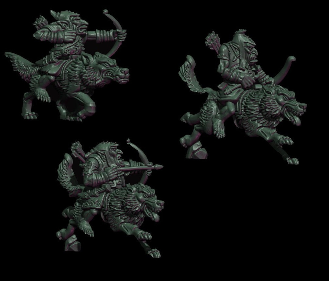 Fabelzel Miniatures Eastern Goblin Wolf Rider Archers Resin Printed ...