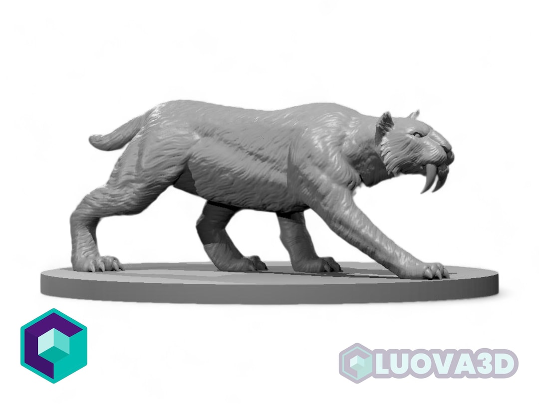 Sabertooth Tiger - Resin Printed Animal Miniature for Tabletop Games ...