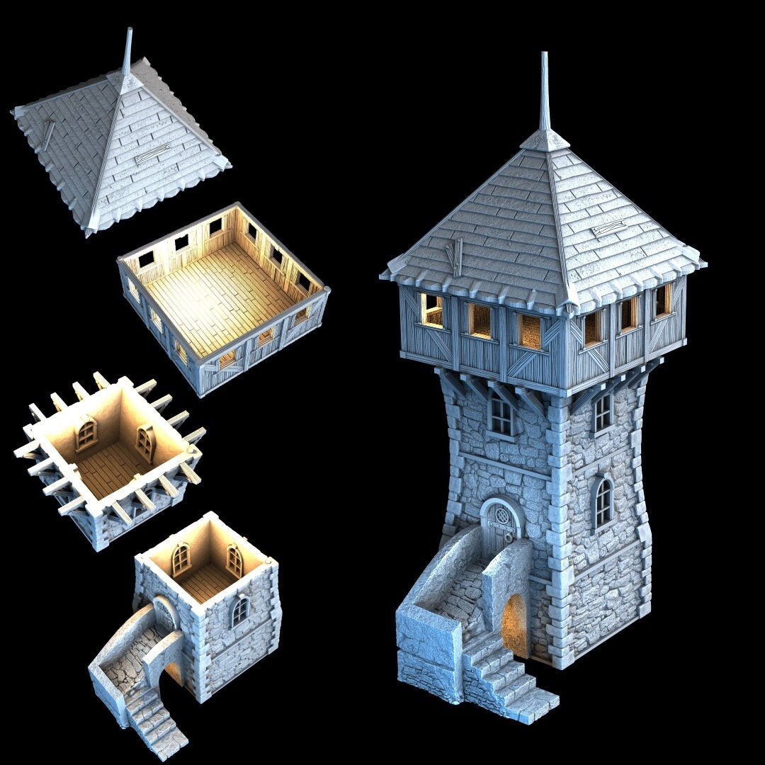 Defence Tower - PLA Printed Building Model for RPG & Tabletop Games ...