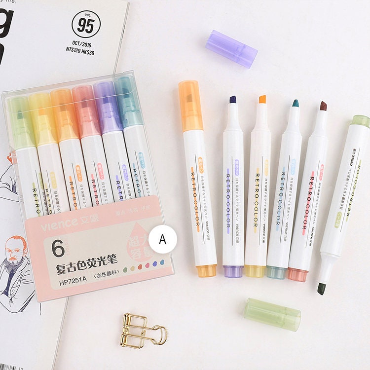 Retro & Morandi Highlighter Set of 6 - Highlighter, Retro, Morandi ...