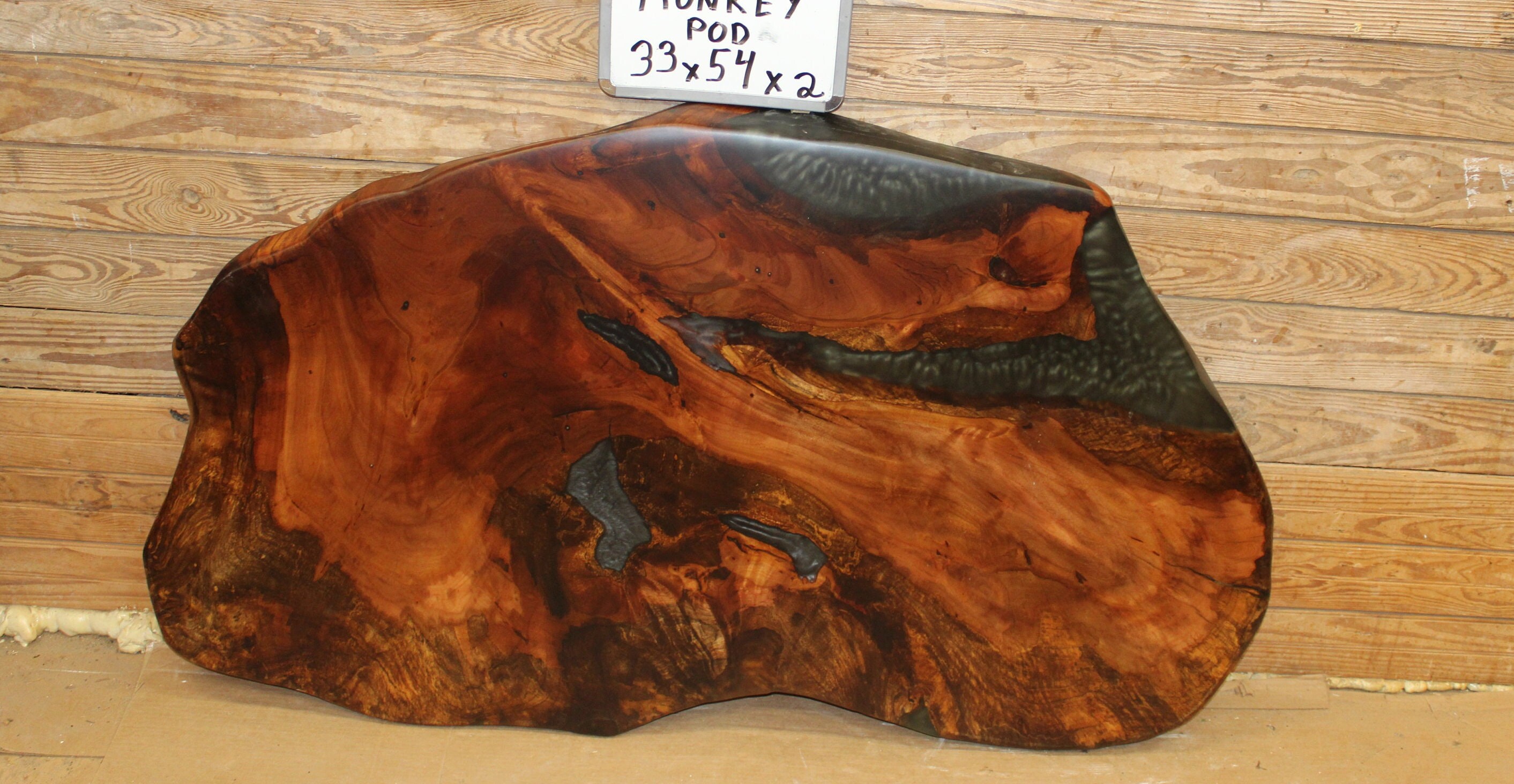 Live Edge Crosscut Monkey Pod W/ Ocean Blue Resin Fill - Etsy