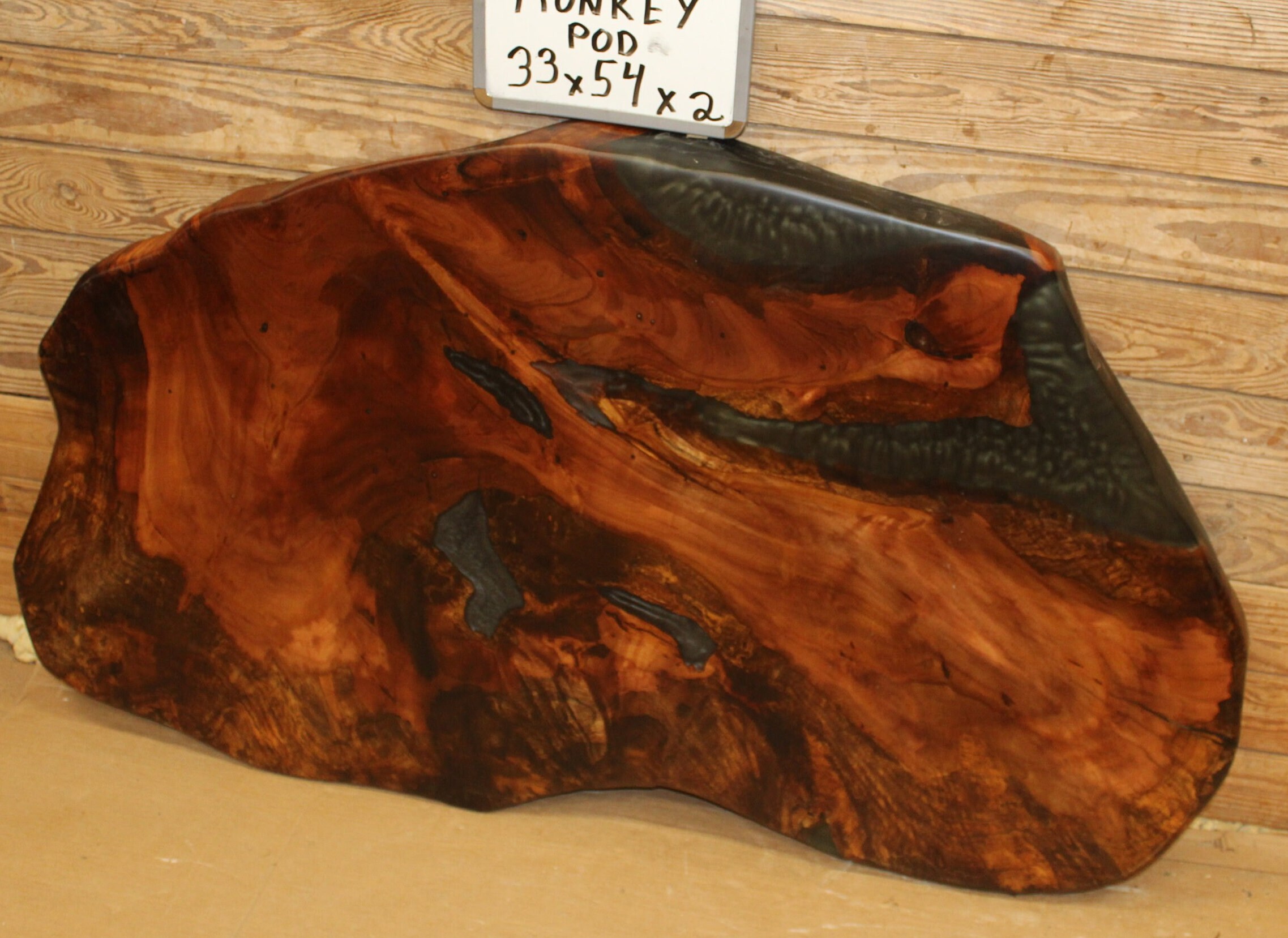 Live Edge Crosscut Monkey Pod W/ Ocean Blue Resin Fill - Etsy