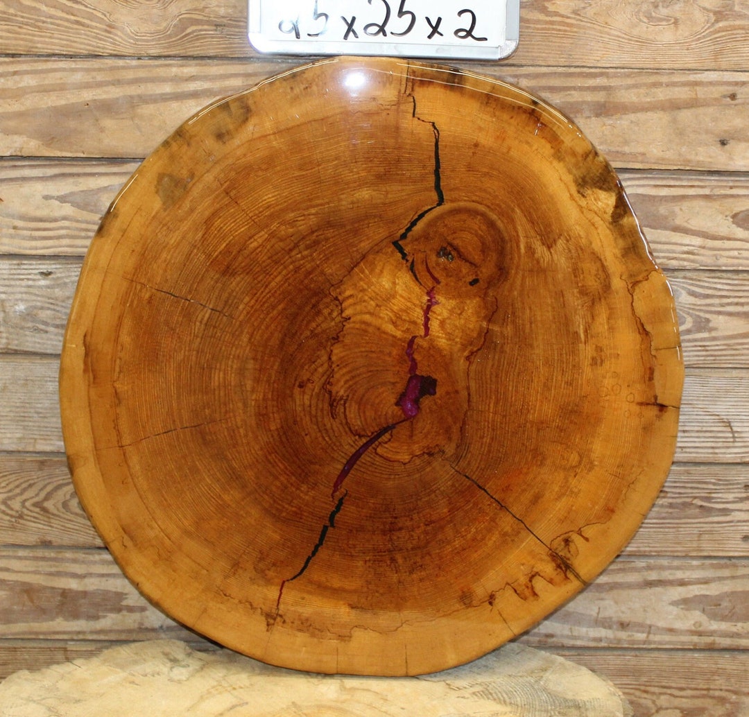 Live Edge Hackberry Crosscut W/ Parrot & Black Resin Fill SKU# 022322 ...