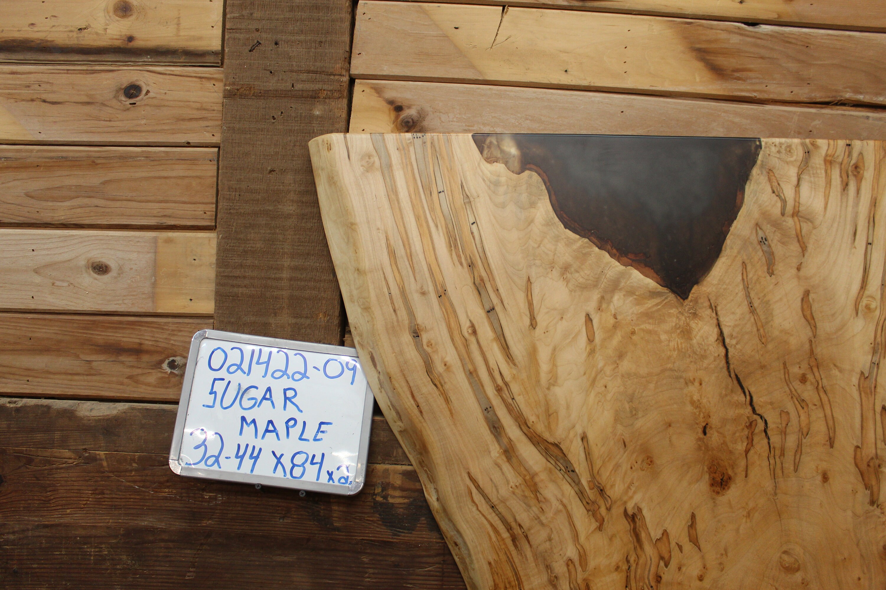 Sugar Maple Live Edge Slab W/ Clear Resin Fill SKU 021422-09 - Etsy