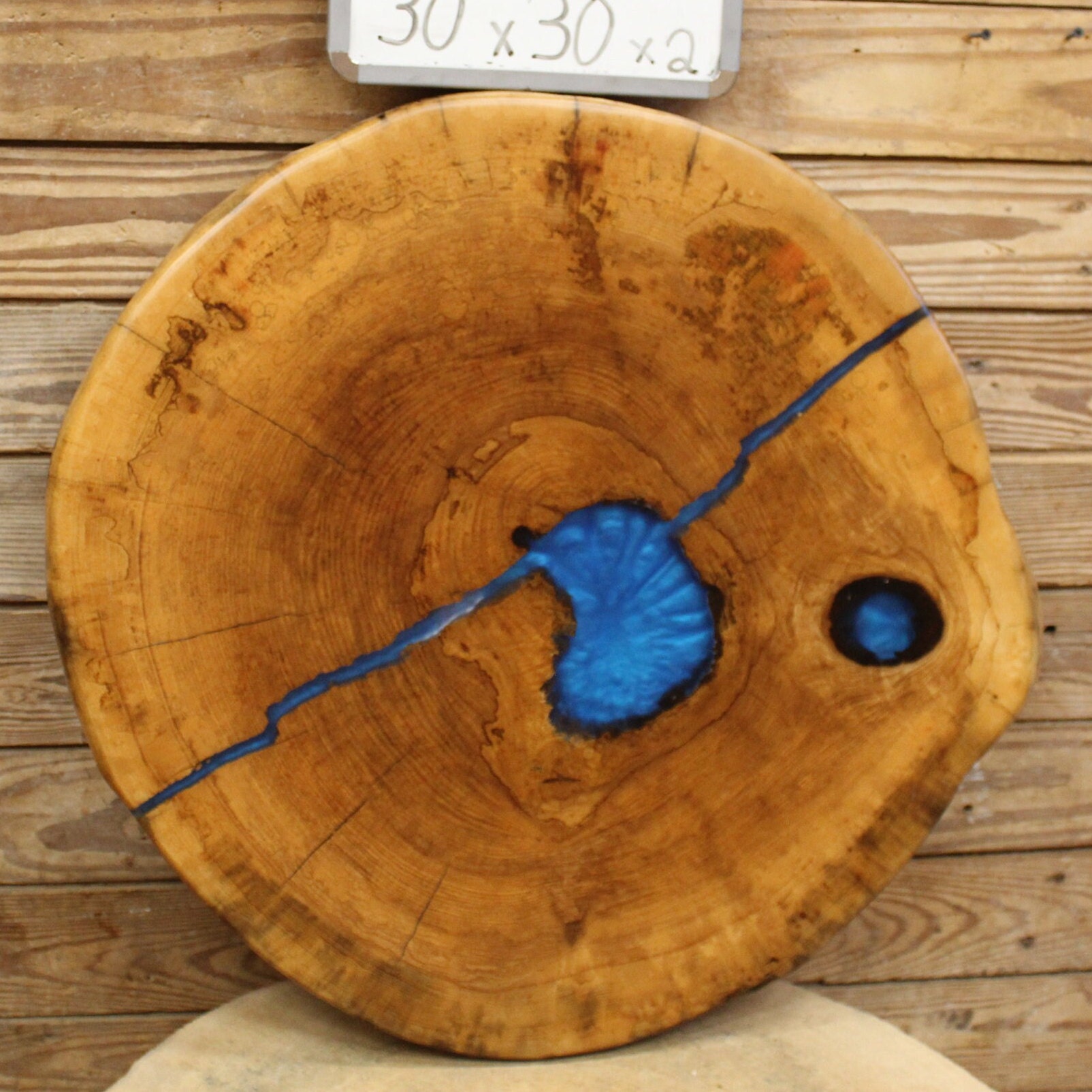 Live Edge Cross Cut Hackberry With Blue Maui Resin Fill SKU - Etsy