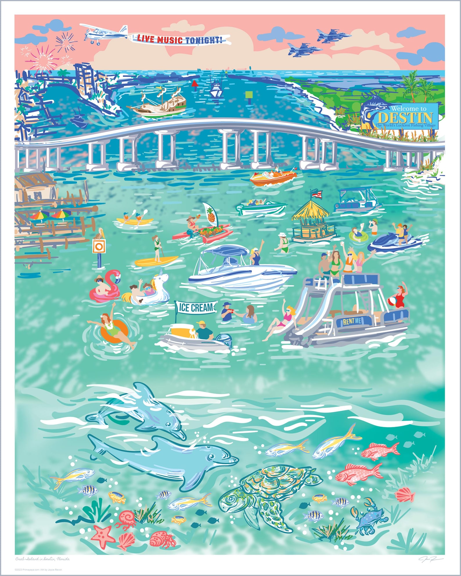 Destin Florida Crab Island Scenic Souviner Poster, Original ...
