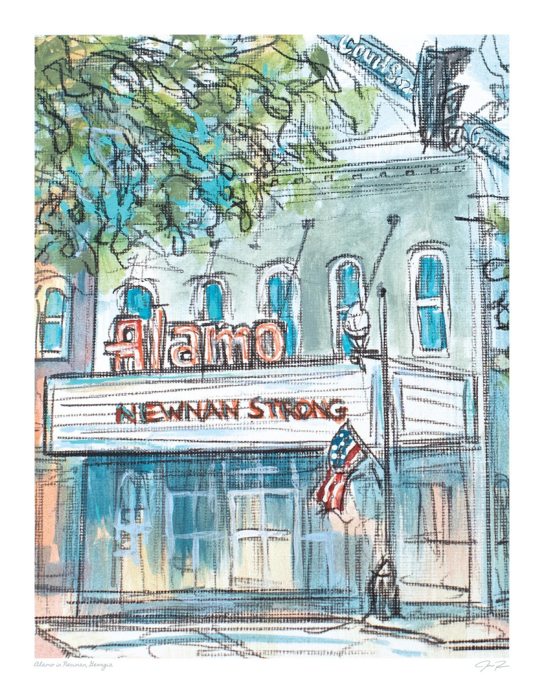 The Alamo Theatre in Newnan, Georgia (print) Portrait View - Etsy