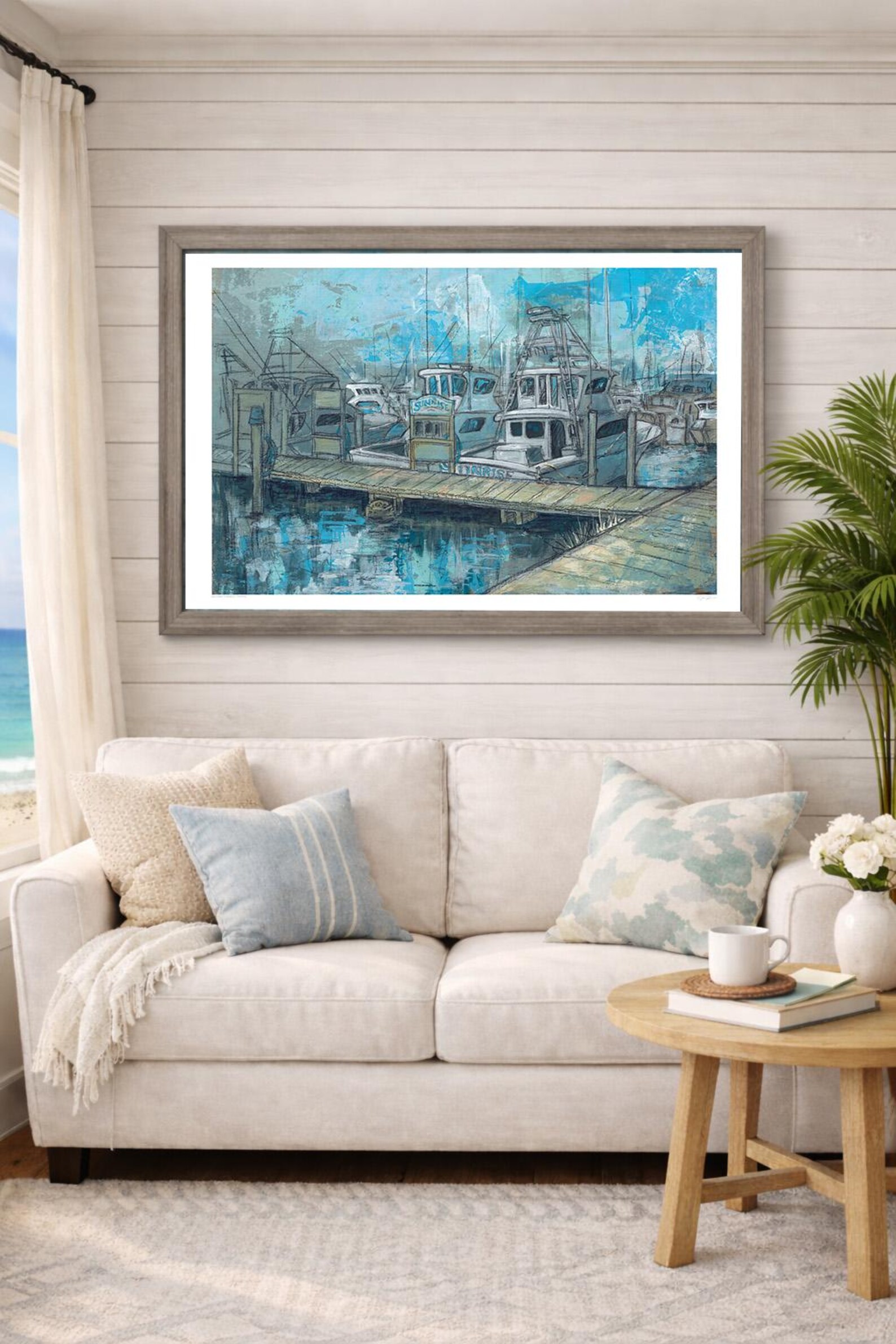 Destin Florida Sunrise Fishing Fleet Wall Art Print, Coastal Design ...