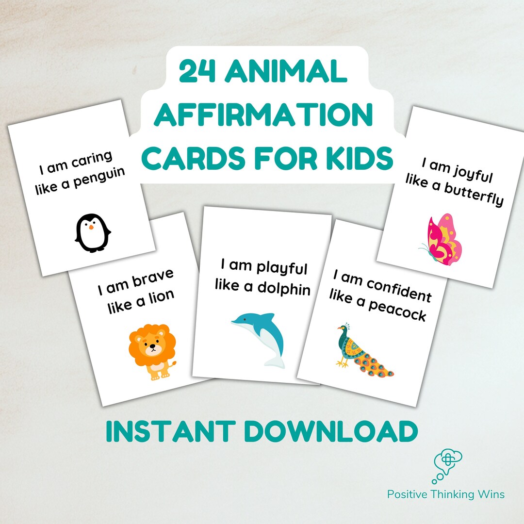 Animal Affirmation Cards, Printable, for Children, Kids, I Am ...