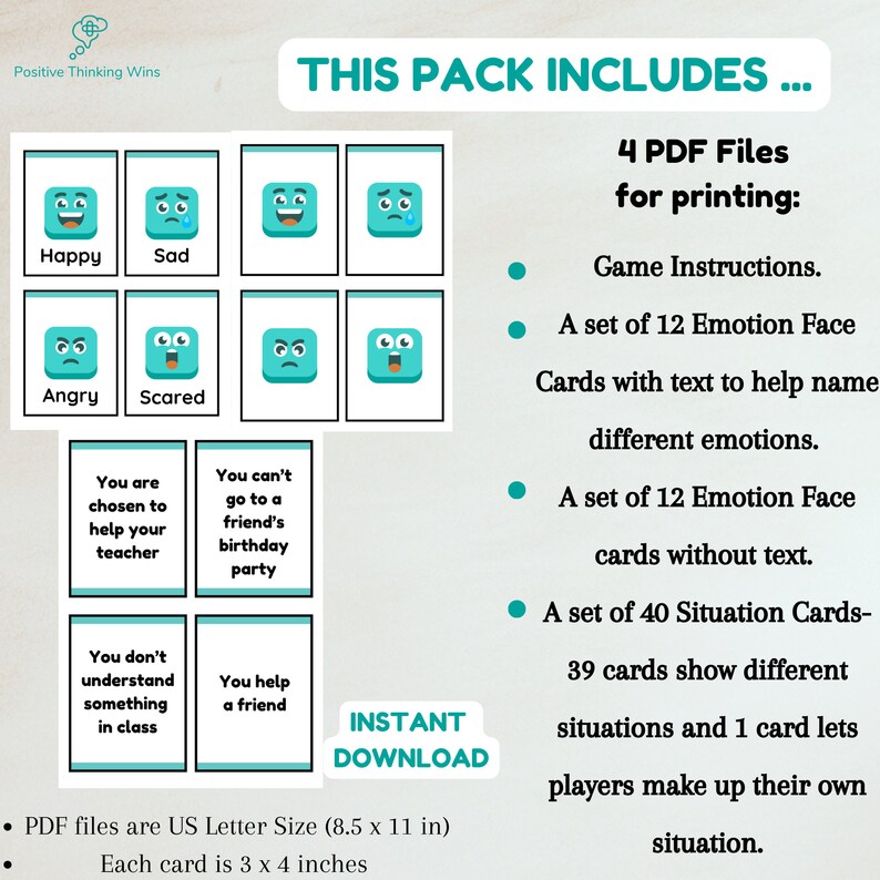 Printable Emotion, Mood, Card Game, for Kids, Children, Flashcards ...