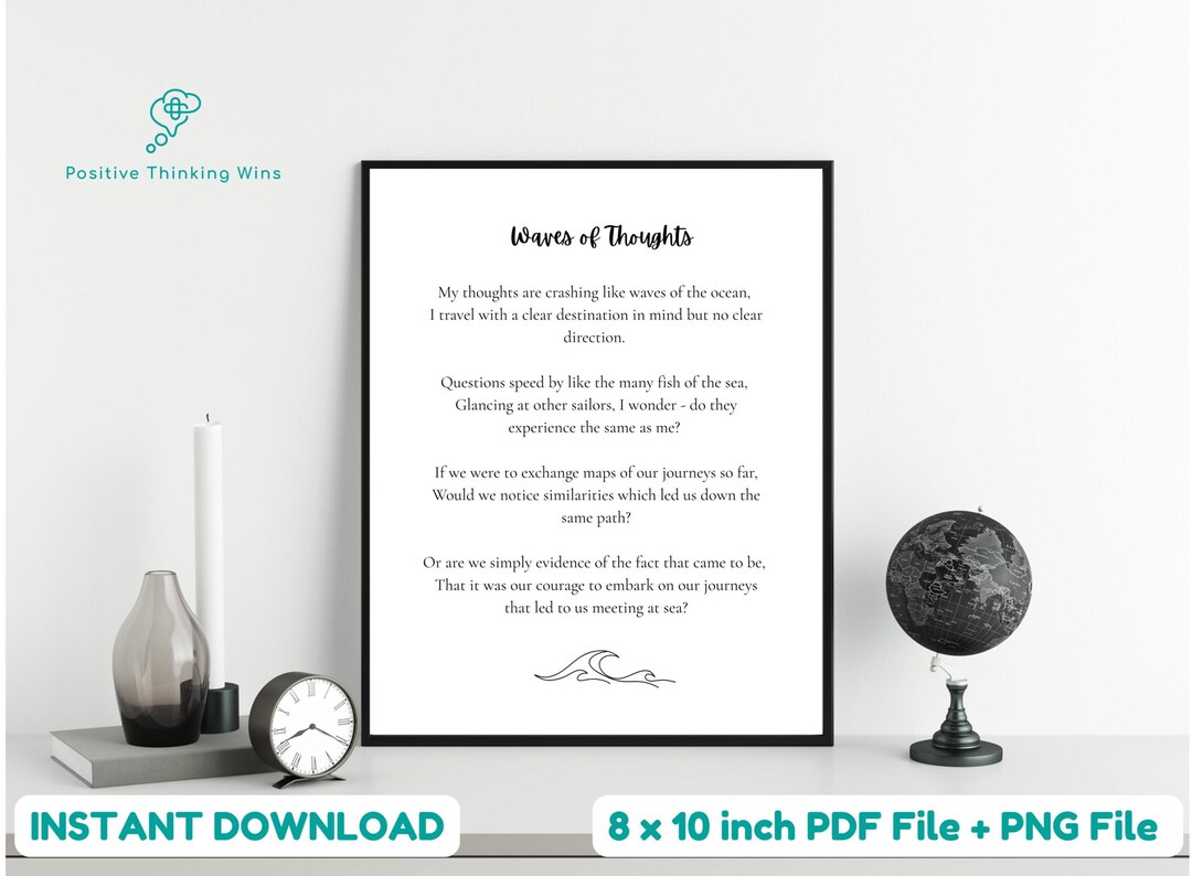 Waves of Thoughts, Printable Poem, Life Journey, Nautical ...
