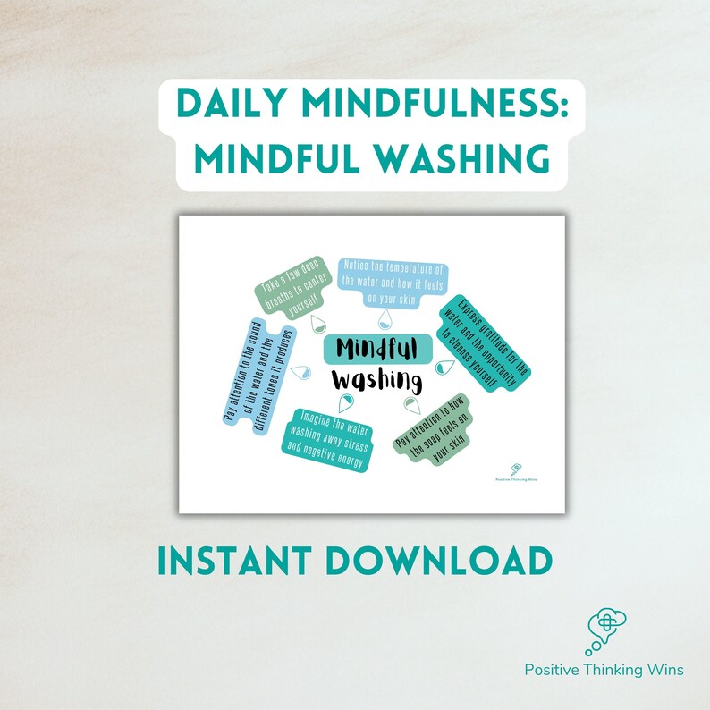 Daily Mindfulness, Mindful Washing, Printable, Mindful Exercise ...
