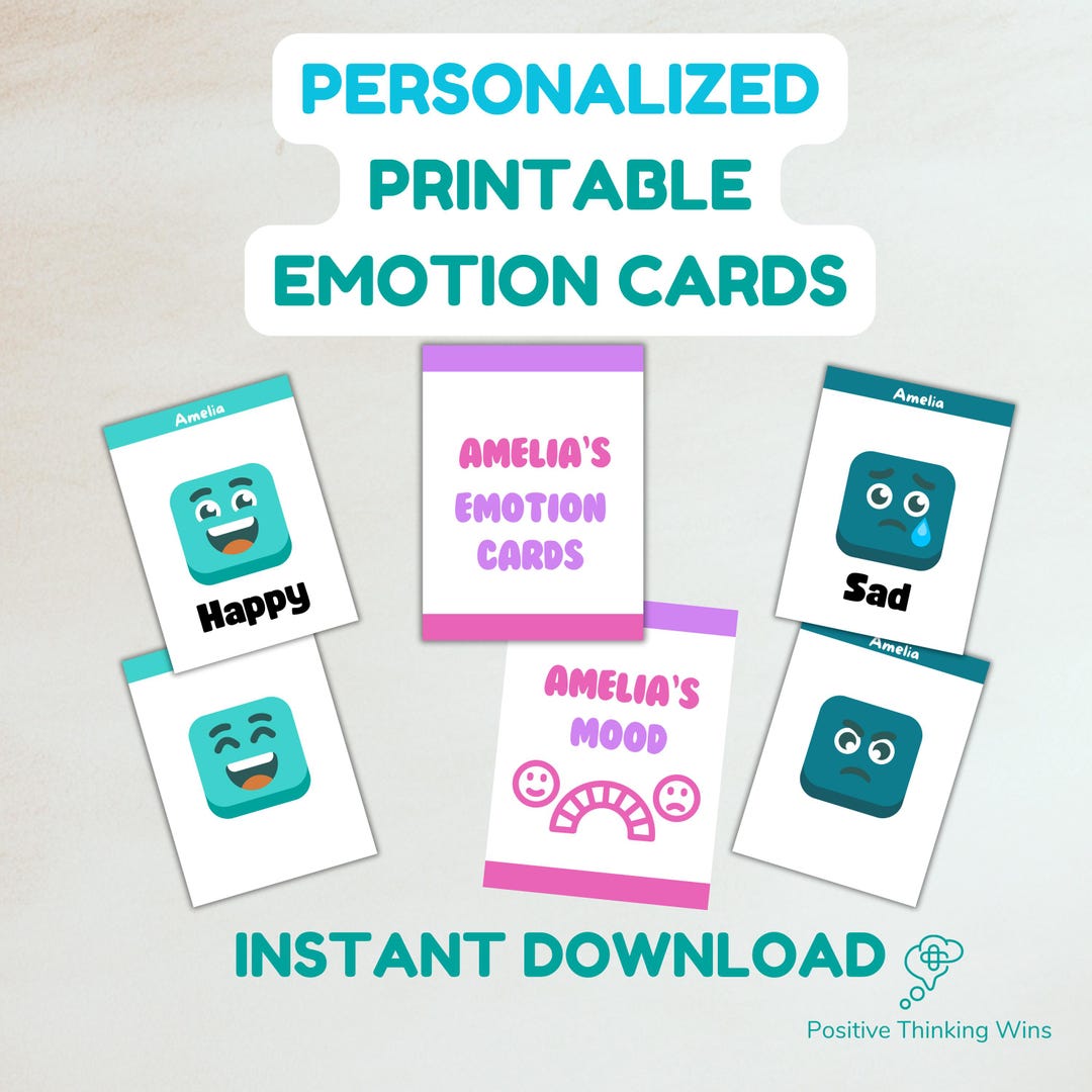 Personalized Emotion Cards, Printable, for Kids, Children, Feelings ...