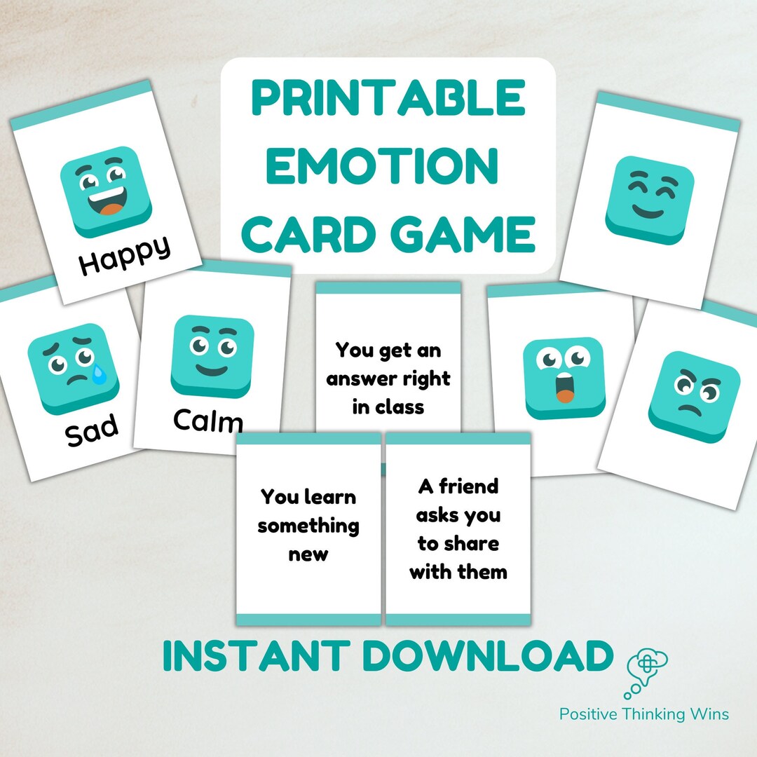 Printable Emotion, Mood, Card Game, for Kids, Children, Flashcards ...