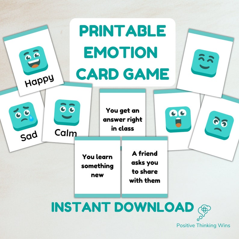 Printable Emotion, Mood, Card Game, for Kids, Children, Flashcards ...