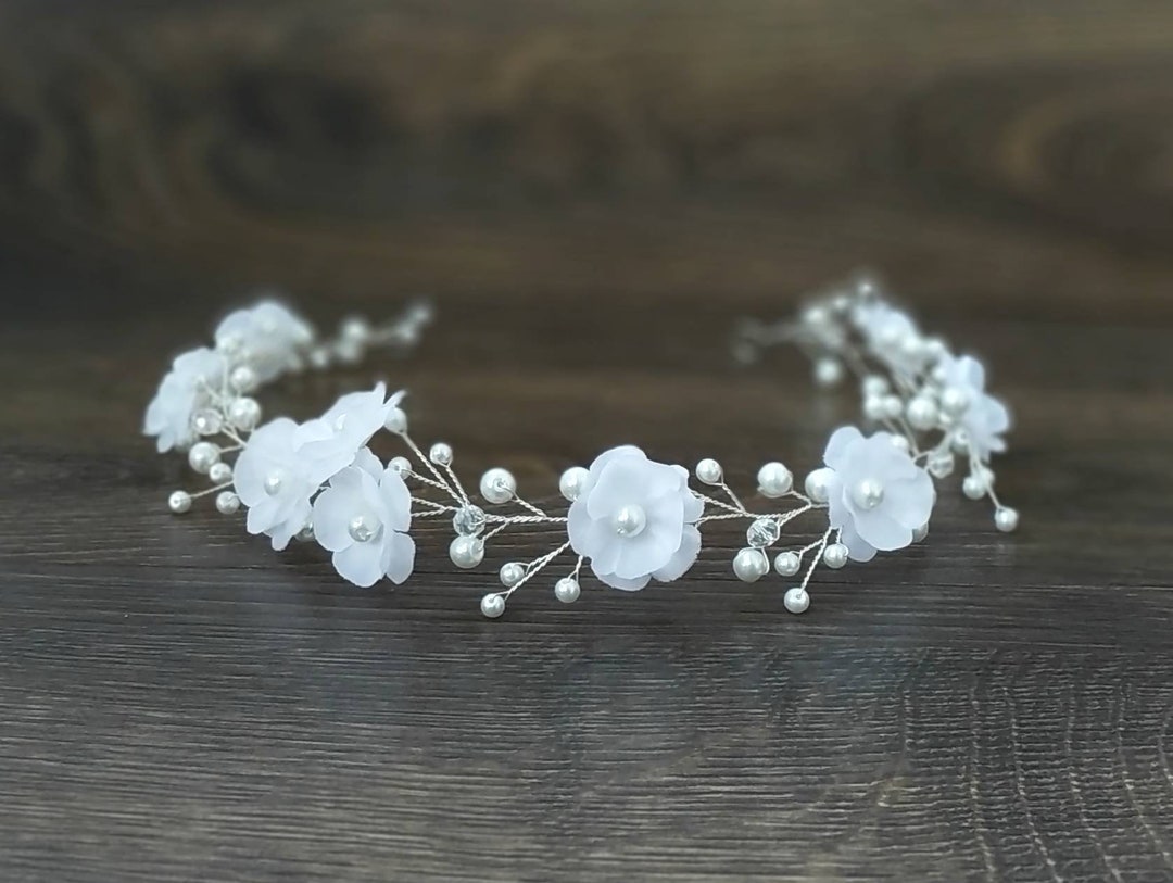 First Communion Headband Floral Hair Piece - Etsy