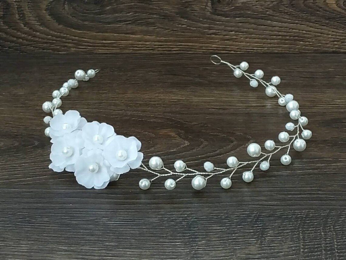 First Communion Headband Adjustable Flower Hair Wreath. | Etsy